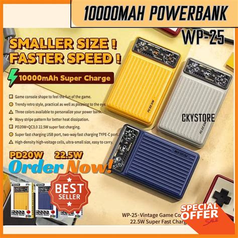 Wekome Mah Wp W W Retro Game Console Led Fast Charging Power Bank With Build In