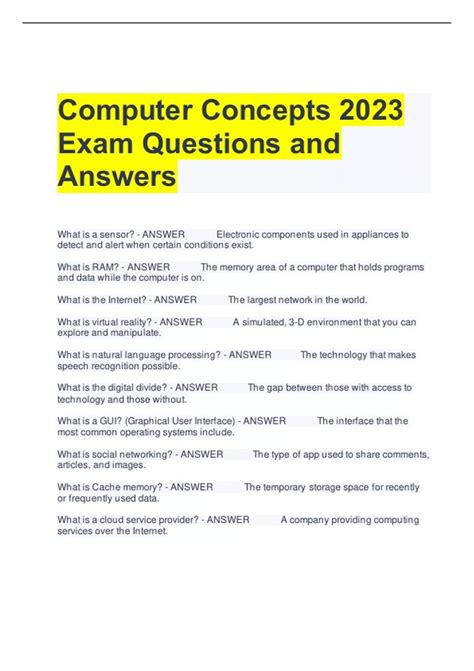 Computer Concepts 2023 Exam Questions And Answers Computer Concepts Stuvia Us