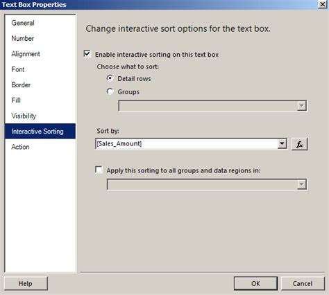Sql Server Reporting Services How To Add Interactive Sorting To A Table With No Groups