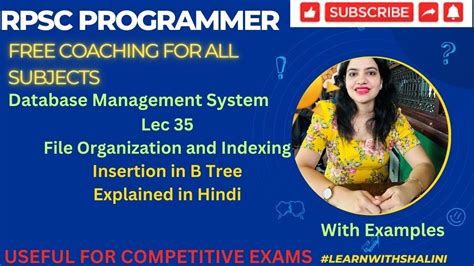 Rpsc Programmer Insertion In B Tree Explained In Hindi With Examples Dbms Very Important