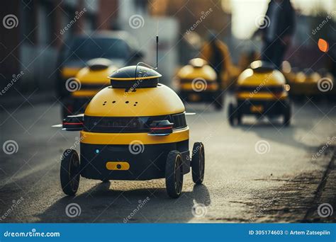 Efficient Small Delivery Robots Transporting Packages In Modern Urban