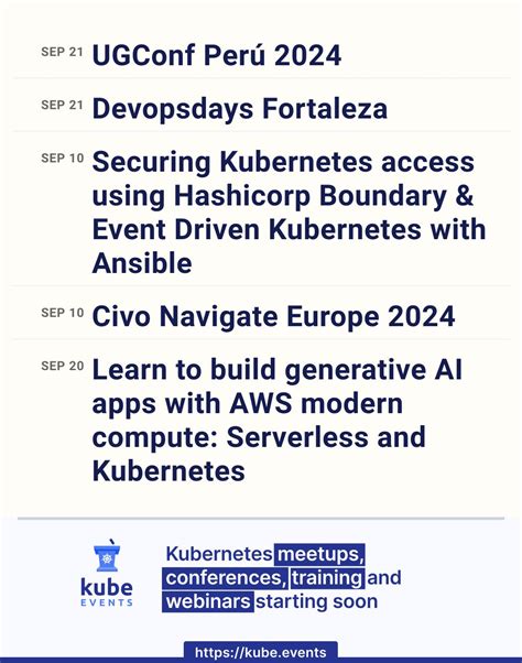 📅 Kubernetes Events Starting In The Next 24 Hours Useful Tools In Cloud Native