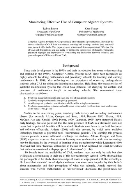 Pdf Monitoring Effective Use Of Computer Algebra Systems