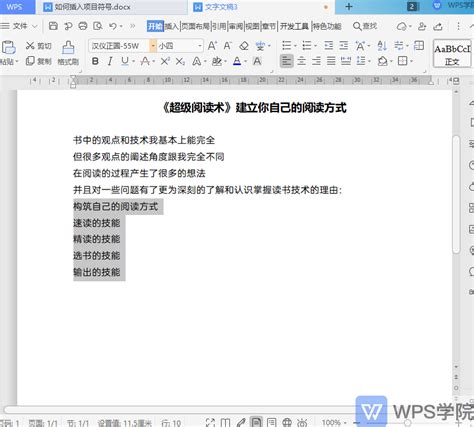 如何插入项目符号 与自定义设置项目符号 Wps学堂