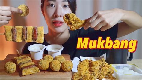 뿌링클 먹방 뿌링클 콤보 뿌링 치즈볼 뿌링 소떡 뿌링소스에 푹 찍어서 치킨 먹방 리얼사운드 Bburinkle Chicken Realsound Mukbang Asmr