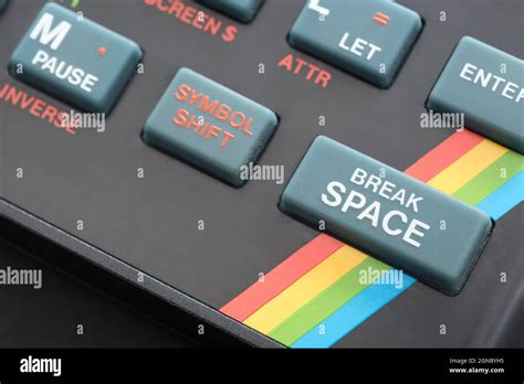 sinclair zx spectrum keyboard close up focus on basic break space