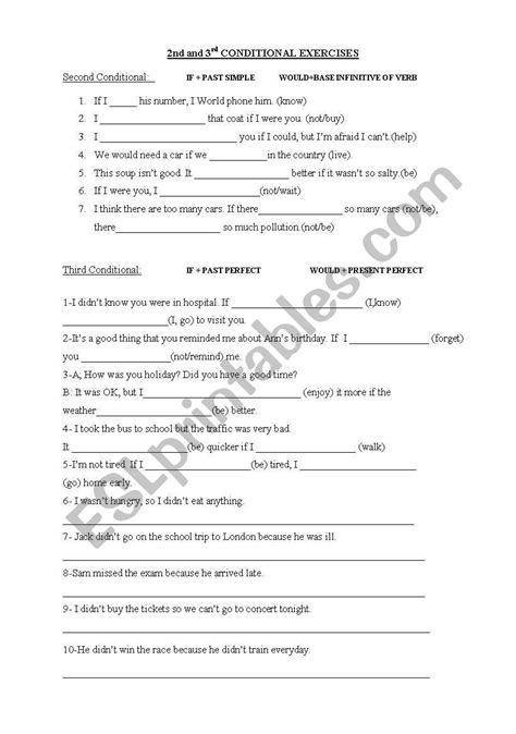 Conditional Exercises ESL Worksheet By Cifu