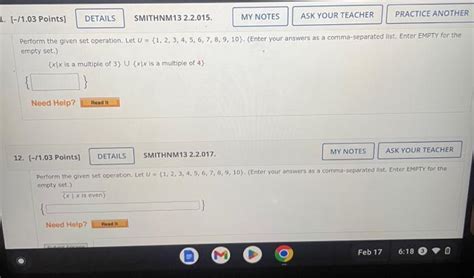 Solved Perform The Given Set Operation Let Chegg Com