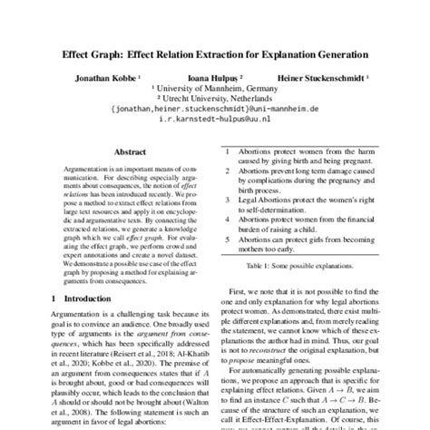 Effect Graph Effect Relation Extraction For Explanation Generation Acl Anthology