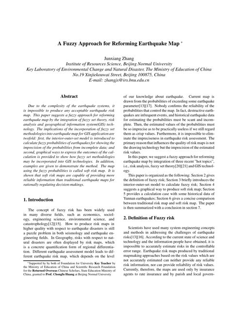 Pdf A Fuzzy Approach For Reforming Earthquake Map