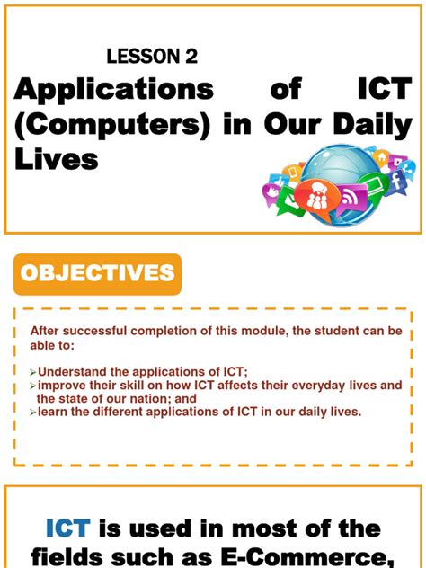 Lesson 2 Applications Of Ict Computers In Our Daily Lives Pdf
