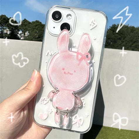 아크릴스마트톡젤리 우사기토끼핸드폰케이스 Z플립5 아이폰15 S24 A31 A32 A33 A25 A35 전기종 감성적인 투명젤리 달랑톡 외계인 밈 인형 에이블리