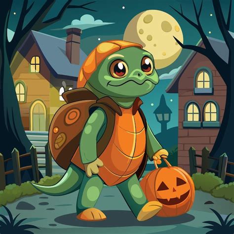 Turtle On Halloween Premium Ai Generated Vector