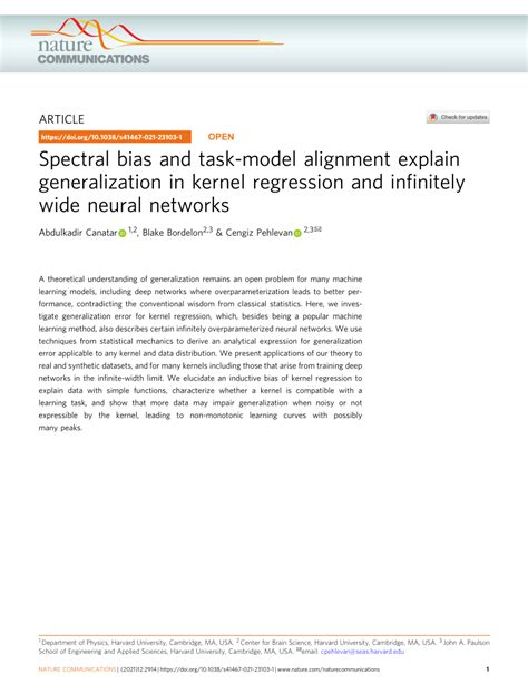 Pdf Spectral Bias And Task Model Alignment Explain Generalization In