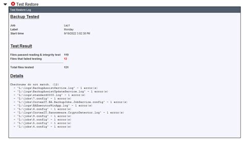 Test Restore Backupassist
