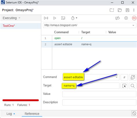 new selenium ide using ‘assert editable command to check whether the target field is editable