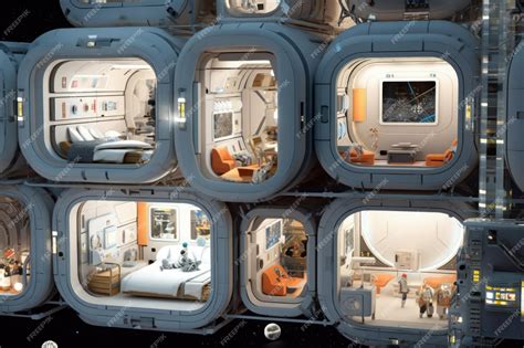 Premium Ai Image Modular Space Habitat With Interconnected Pods Created With Generative Ai