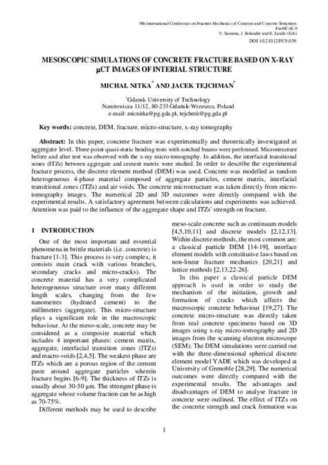 Pdf Mesoscopic Simulations Of Concrete Fracture Based On X Ray Ct