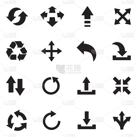 箭头图标。黑色的平面设计。矢量插图。素材 花瓣网