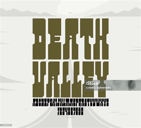 아메리칸 스타일의 방대한 세리프 글꼴 로고가 있는 크고 응축된 와일드 웨스트 살롱 및 서부 벡터 타이포그래피 빈티지 미국 스타일의 대담한 서체 포스터용 디스플레이 글꼴