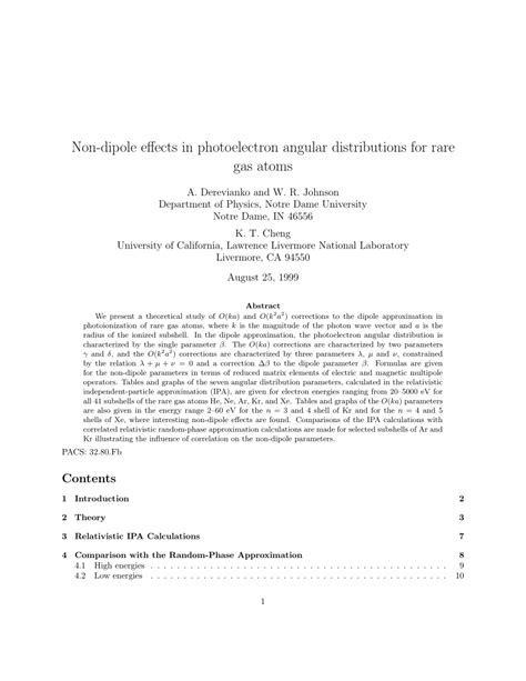 Pdf Non Dipole Eects In Photoelectron Angular Distributions For Rare