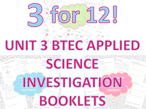 BTEC Unit 3 Applied Science Investigation Booklet Bundle Teaching Resources
