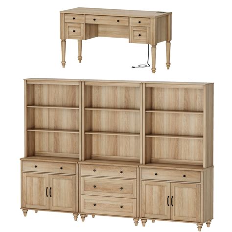 August Grove® 2 Piece Office Set 56 Executive Desk Bookcases With 5