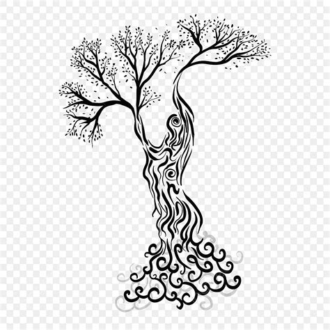Bare Tree Branches Silhouette PNG Free Line Character Female Tree Branch Clipart Character