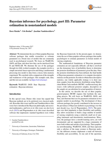 Bayesian Inference For Psychology Part 3 Parameter Estimation In