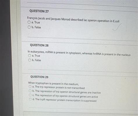 Solved Question 27 François Jacob And Jacques Monod