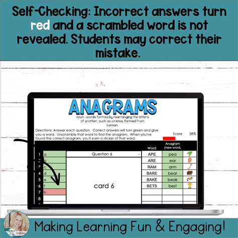 Editable Self Checking Self Grading Anagram Template Digital Task
