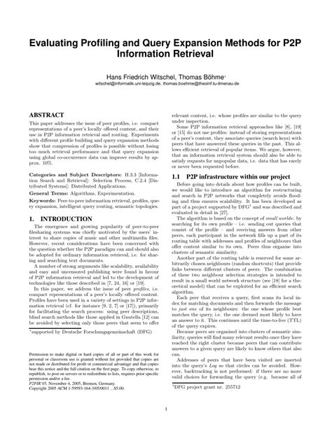 Pdf Evaluating Profiling And Query Expansion Methods For P2p