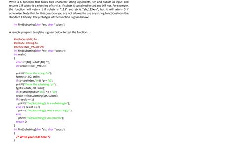 Solved Write A C Function That Takes Two Character String