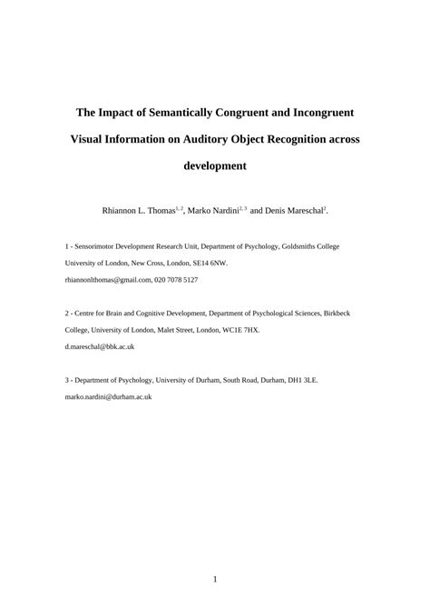 Pdf The Impact Of Semantically Congruent And Incongruent Visual