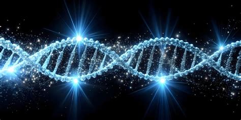 3d Glowing Abstract Digital Dna Helix With Data Particles Concept As An Abstract Digital Art