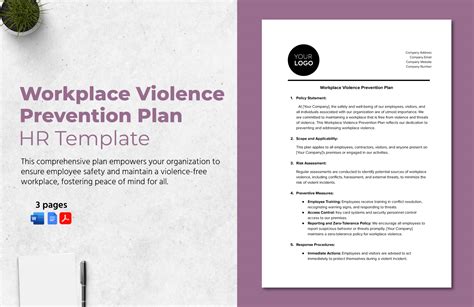Workplace Violence Prevention Program Template Prntbl