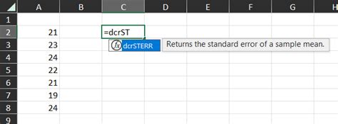 Creating Standard Error Function With Excel Lambda