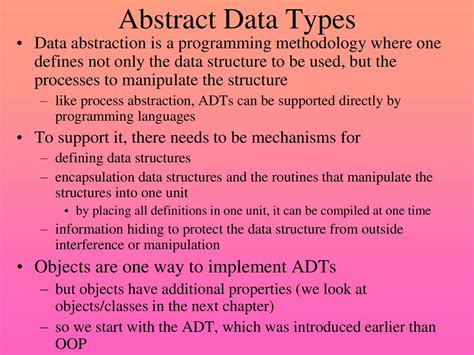 Abstract Data Types Objects Are One Way To Implement Adts Ppt Download