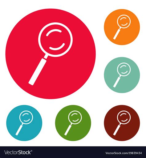 Cursor Magnifier Element Icons Circle Set Vector Image