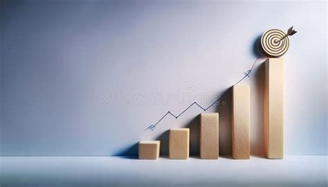 Business Growth Represented By Ascending Blocks Reaching A Target