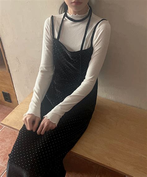 엘르 벨벳 롱 드레스 머플러 Set 에이블리