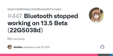 Bluetooth Stopped Working On Beta G D Issue OpenIntelWireless