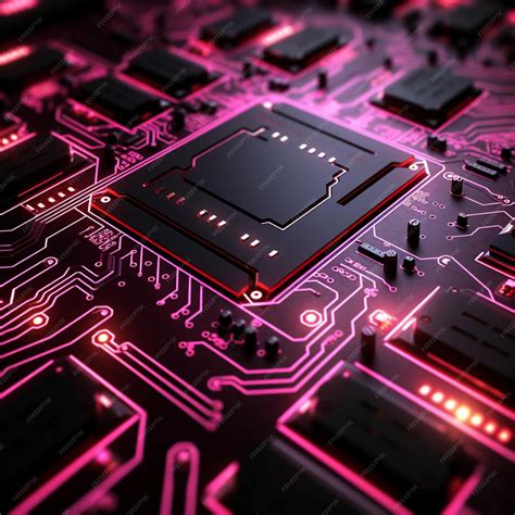 Premium Photo Pink Glowing Semiconductor Circuits Generative Ai