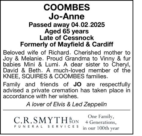 Coombes Jo Anne Tributes Newcastle Herald Newcastle Herald