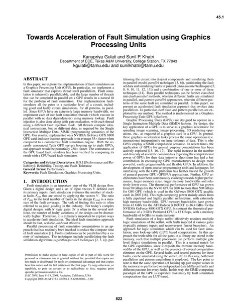 Pdf Towards Acceleration Of Fault Simulation Using Graphics Processing Units