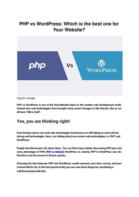Ppt Php Vs Wordpress Which One Is Best For Your Website Development Powerpoint Presentation
