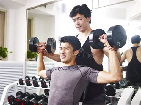 Asian Young Adult Working Out In Gym Stock Image Image Of Korea