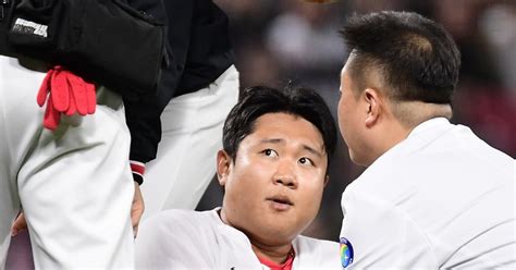 눈물까지 글썽 황대인 행운의 안타 두 개 운수 좋은 날 갑작스러운 햄스트링 부상 광주현장