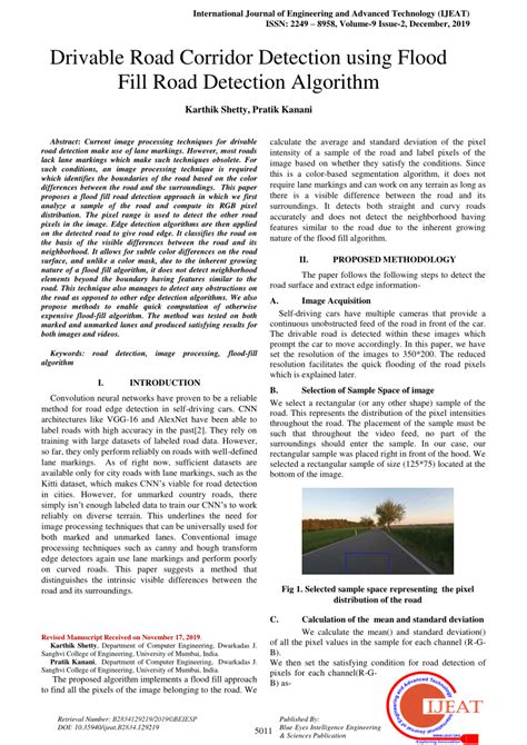 Pdf Drivable Road Corridor Detection Using Flood Fill Road Detection Algorithm