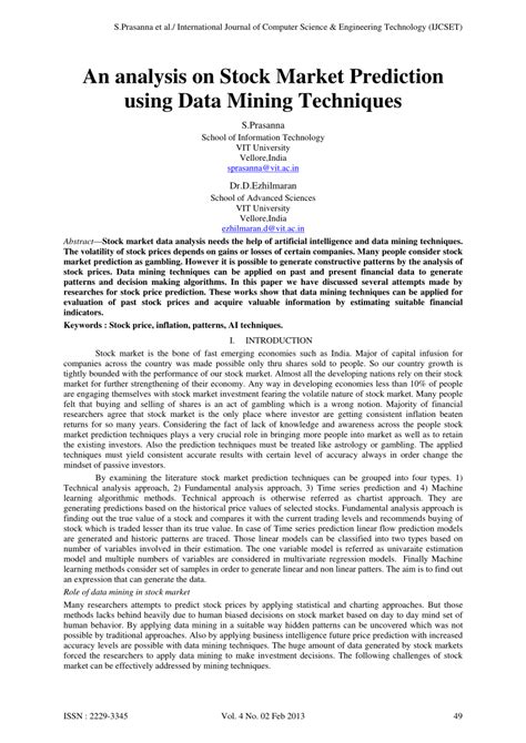 Pdf An Analysis On Stock Market Prediction Using Data Mining Techniques